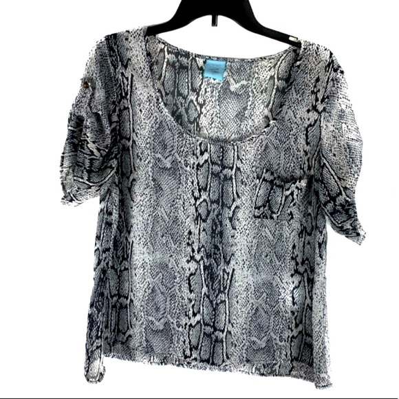 h.i.p. | Tops | Hip Python Snake Print Chiffon Cuffed Shortsleeve ...